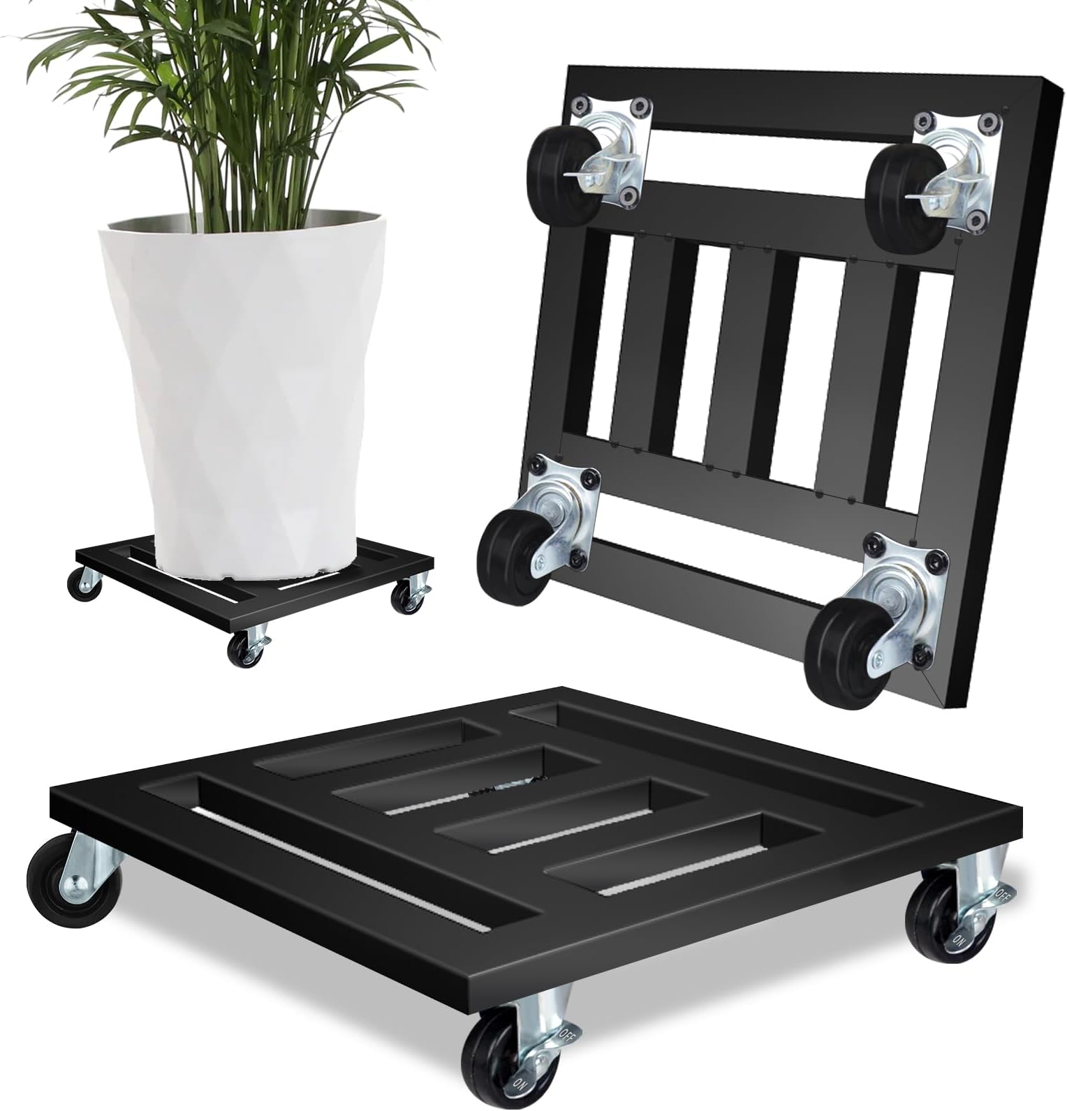 Amazon.com: LUBORN Heavy Duty Plant Caddy with Wheels, Metal Rolling ...