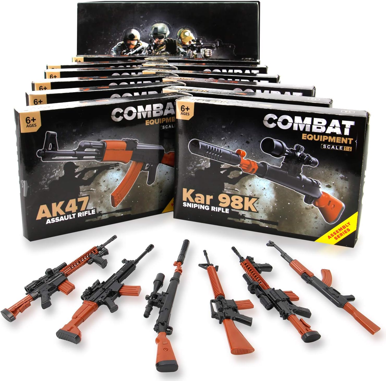 Amazon.com: 12 Pack Miniature Toy Machine Gun Plastic Model Replicas ...