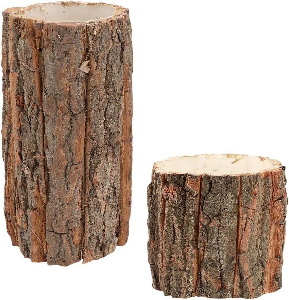 Amazon.com: YARDWE 2Pcs Tree Stump Flower Pot Wooden Succulent Planter ...
