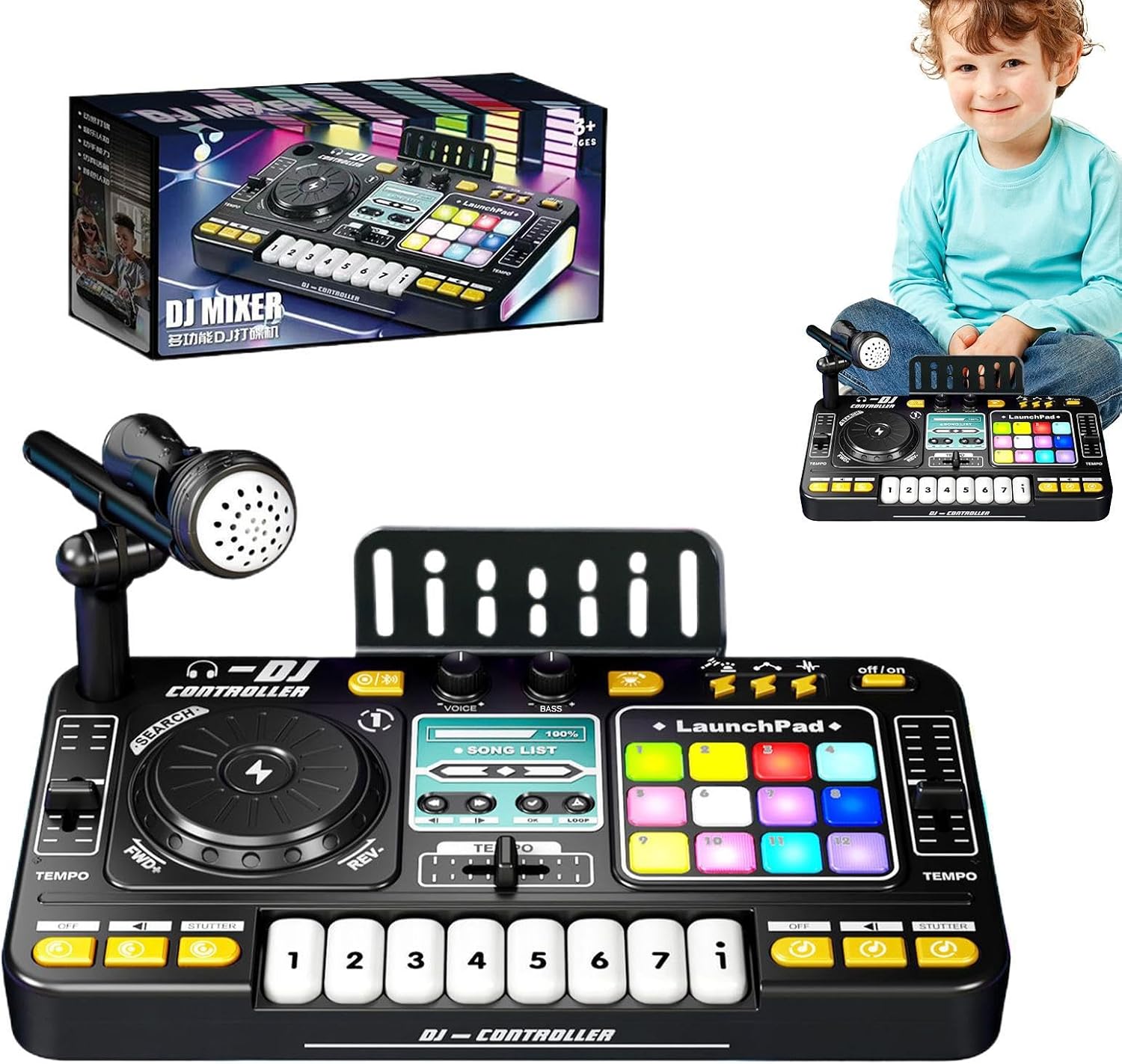 Kids DJ Mixer | Piano Keyboard Portable USB Rechargeable Toy - Digital ...
