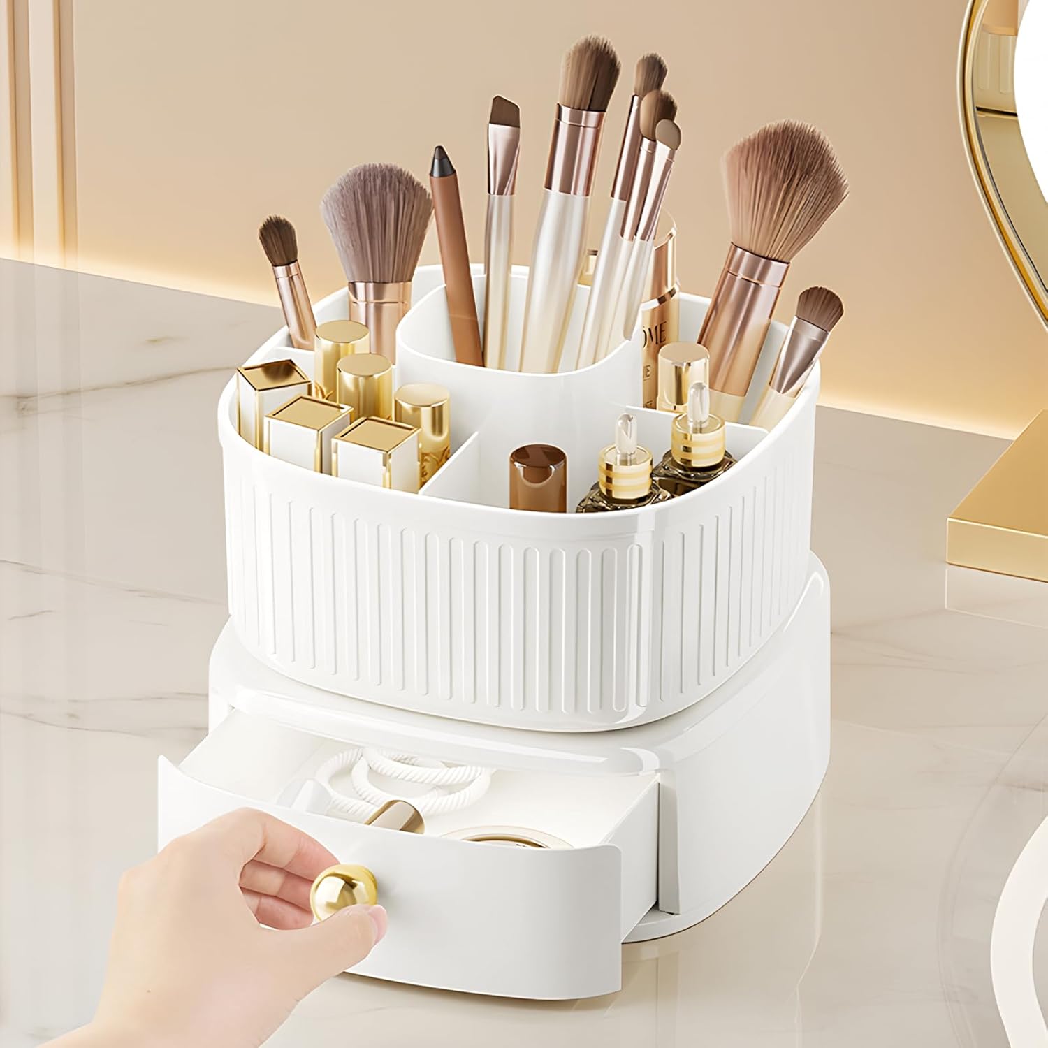 Amazon.com: Geora Makeup Brush Holder Organizer,360° Rotating Makeup ...