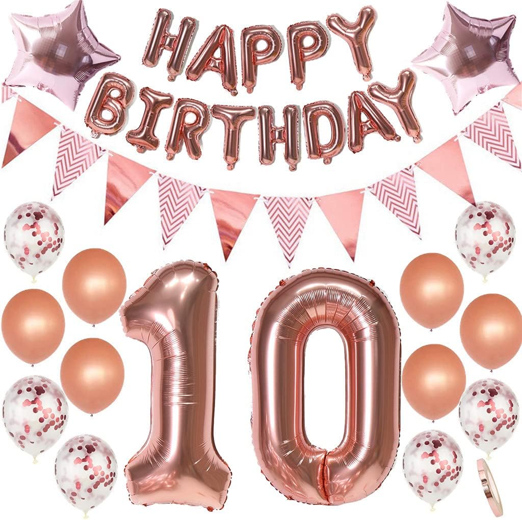 Luftballons 10. Geburtstag Dekoration mädchen Rosegold 10th Geburtstag ...