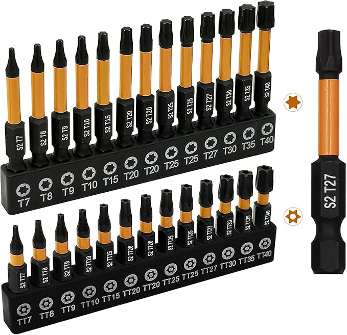 DTRUCTIEW Impact Torx Bit Set 26pcs (TT7-TT40), S2 Steel Security Torx ...