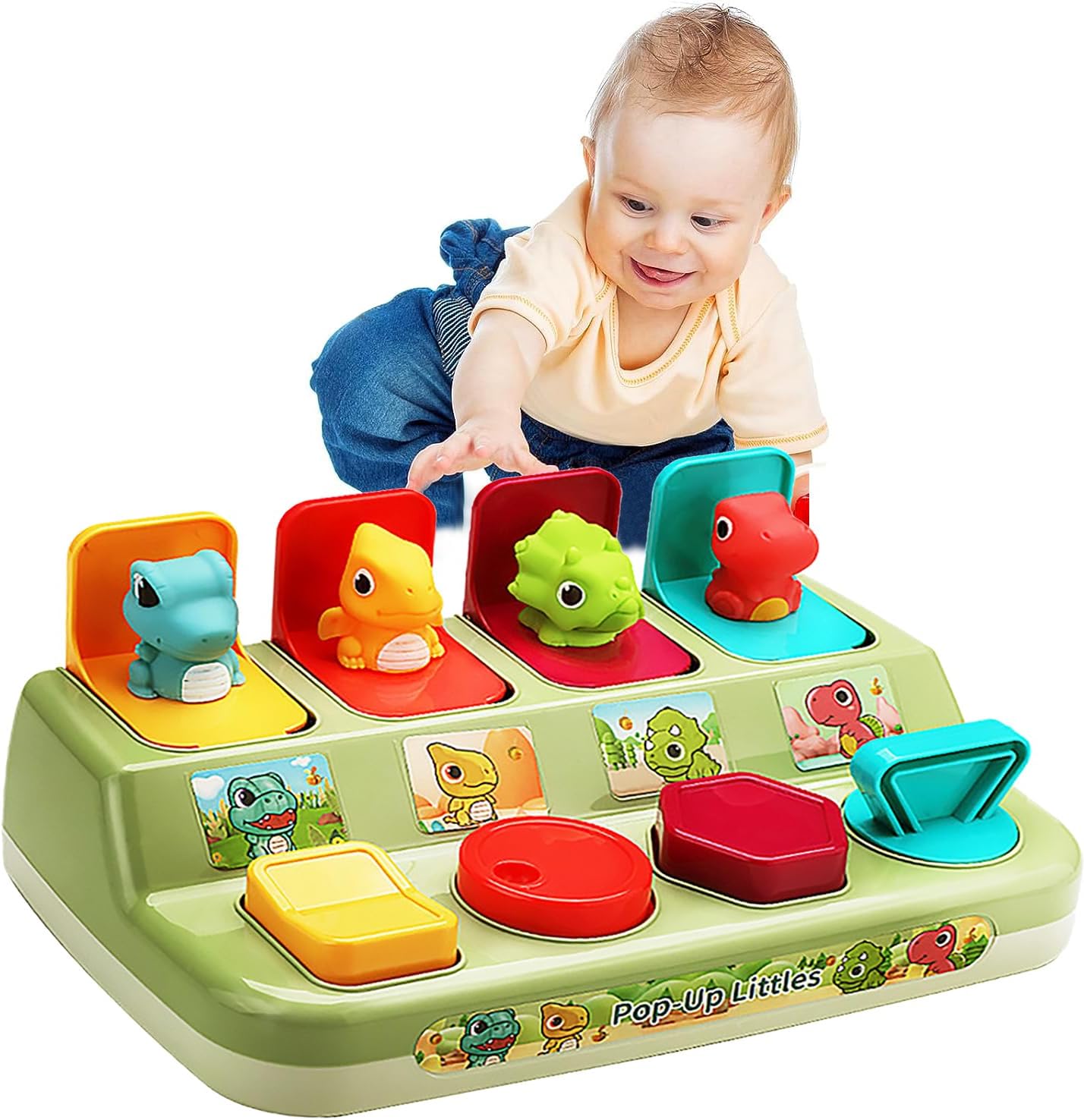 Interactive Pop Up Dinosaurs Toy,Montessori Cause and Effect Toys for 6 ...