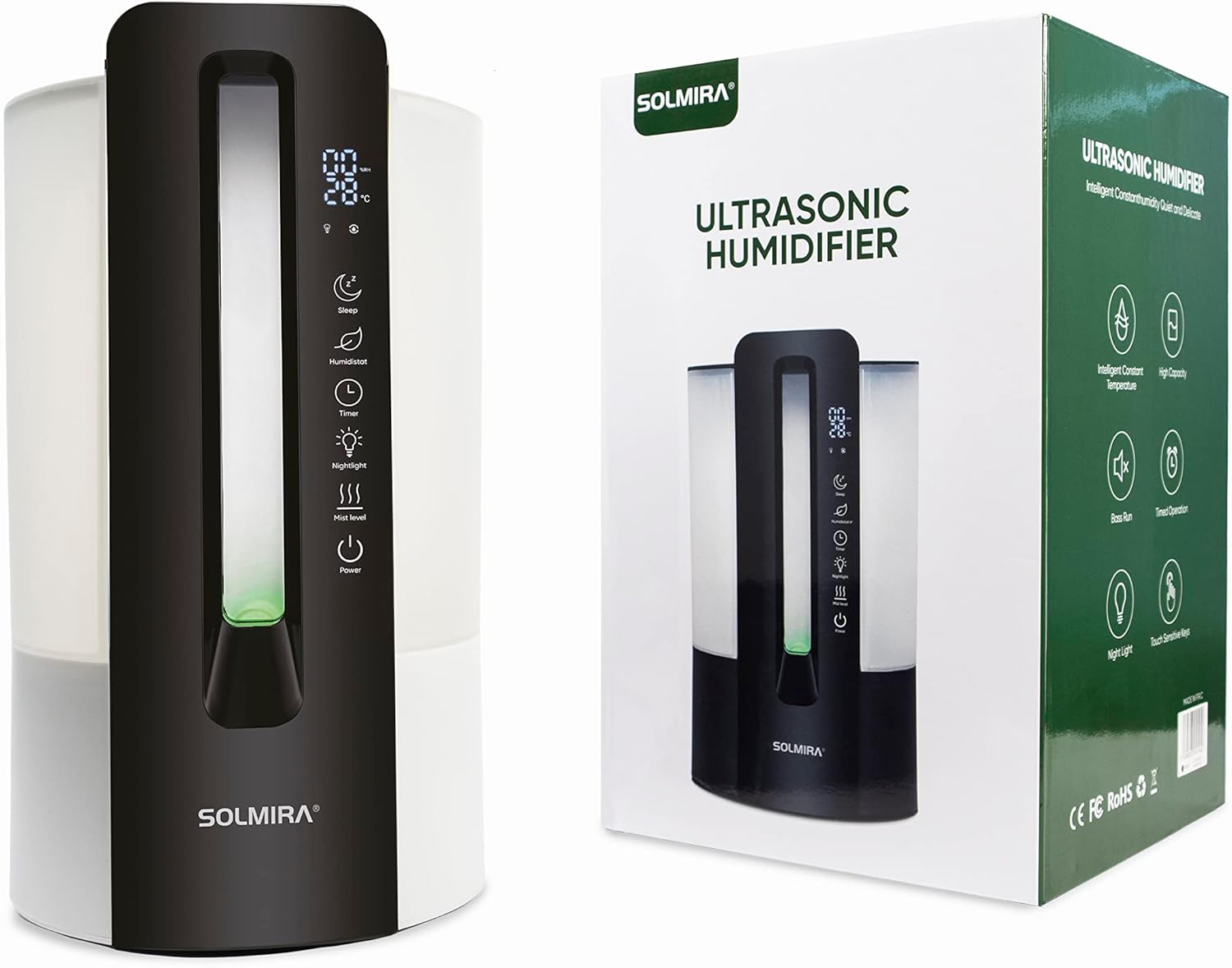 Humidificateur d'Air Ultrasonique, Blanc, 4L, 4 Niveaux de Diffusion ...