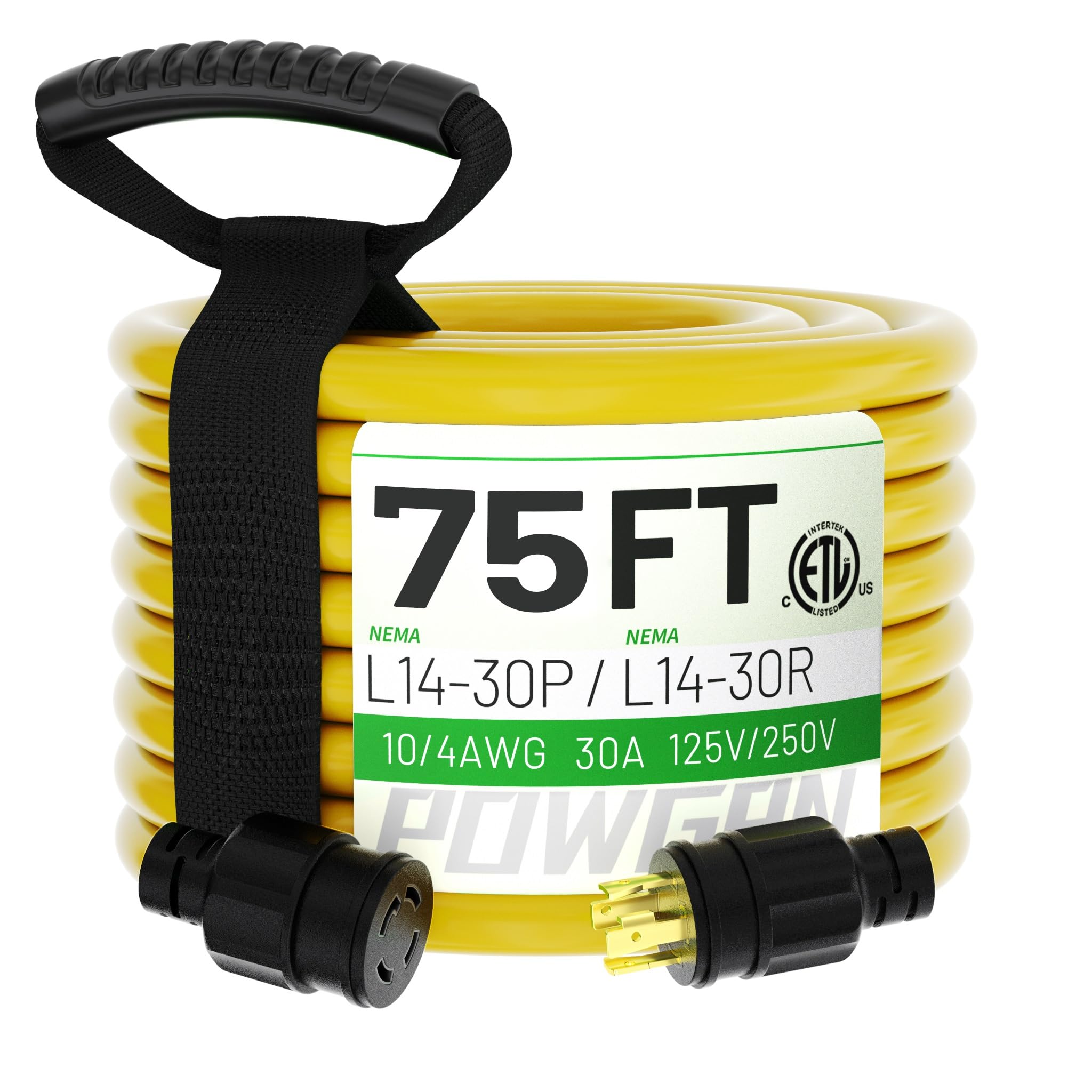 Amazon.com: POWGRN 30 Amp Generator Extension Cord (75 Feet) 4-Prong ...