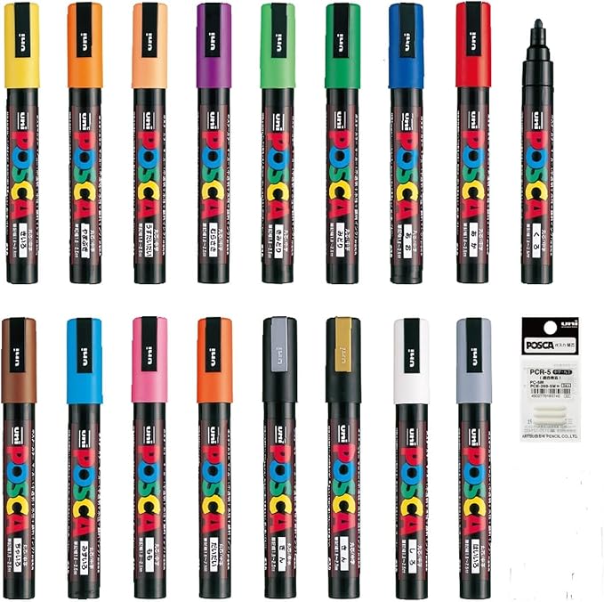 Amazon.com: Posco Marker Sanetomo Acrylic Paint Pens Fine Point Tip ...