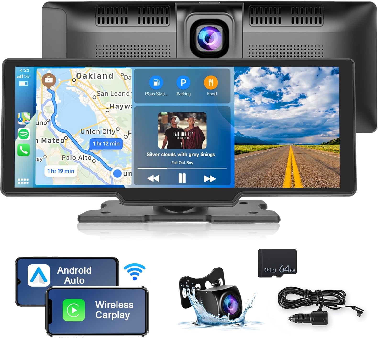 Amazon.com: Podofo Wireless Apple Carlay Portable Car Stereo, 9.3" HD ...