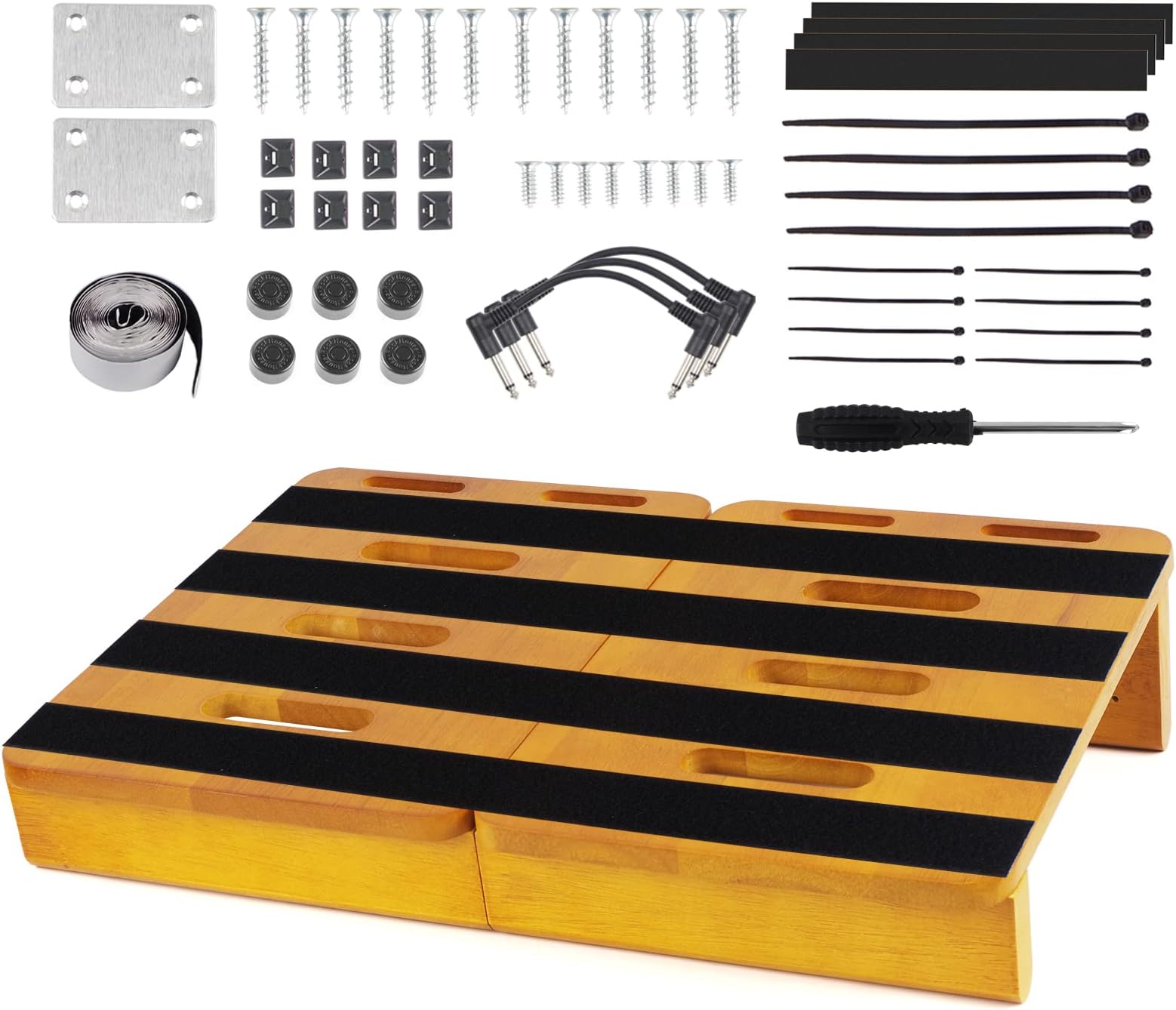 Pedalboard, Wooden Guitar Effects Pedal Board 17.3"x11.8", Removable ...