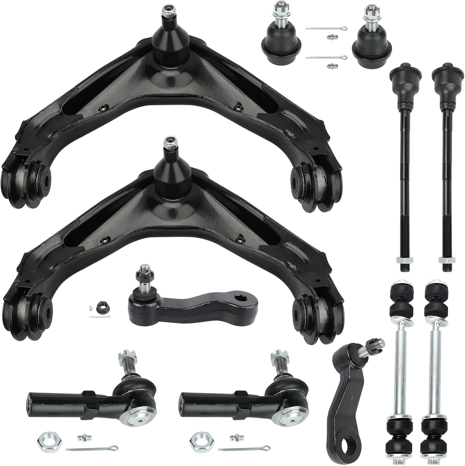 IRONTEK 12pcs Front Upper Control Arm w/Ball Joint Tie Rod Sway Bar Fit ...
