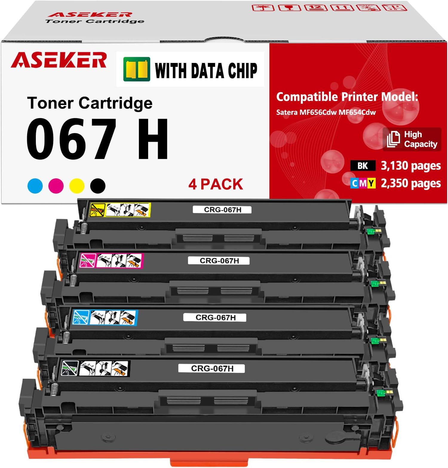 Amazon.co.jp: 【残量表示ICチップ付き】Canon キャノン用067H CRG-067H (BK/C/M/Y) 大容量4本セット対応機種Satera MF656Cdw ...