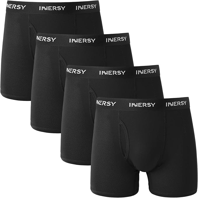 INNERSY Mens Boxer Shorts Multipack Open Fly Pants Underwear Breathable ...