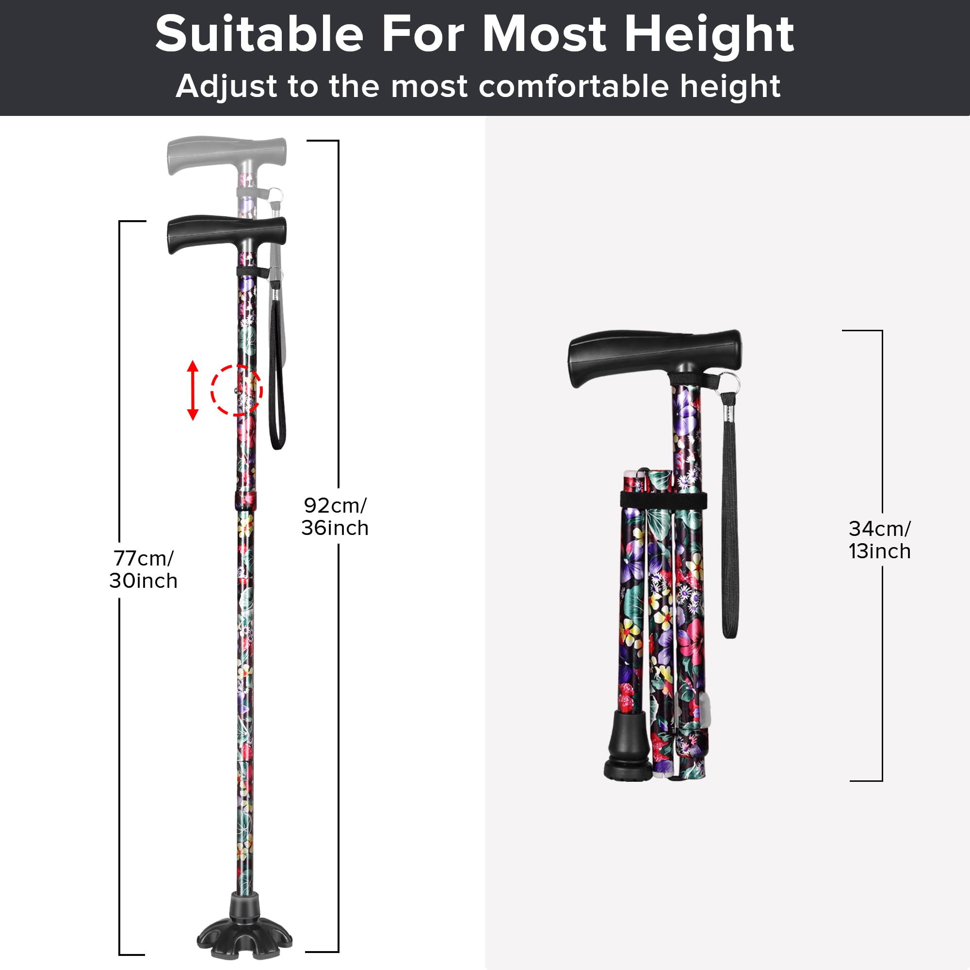 Snapklik.com : Walking Cane For Men & Women - Foldable Lightweight ...