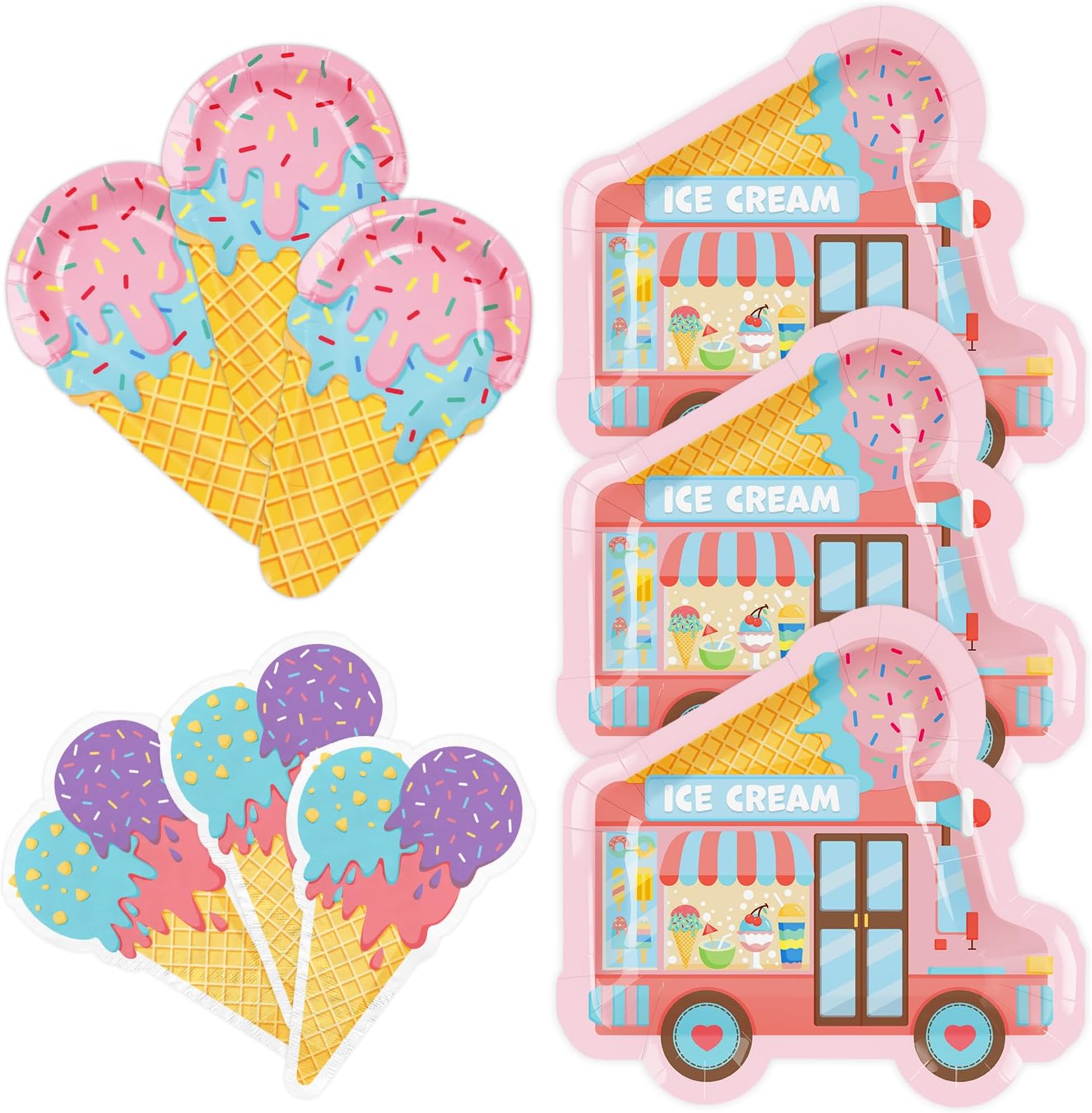 Amazon.com: Ice Cream Party Supplies Kit for 20: Ultimate Bundle with ...
