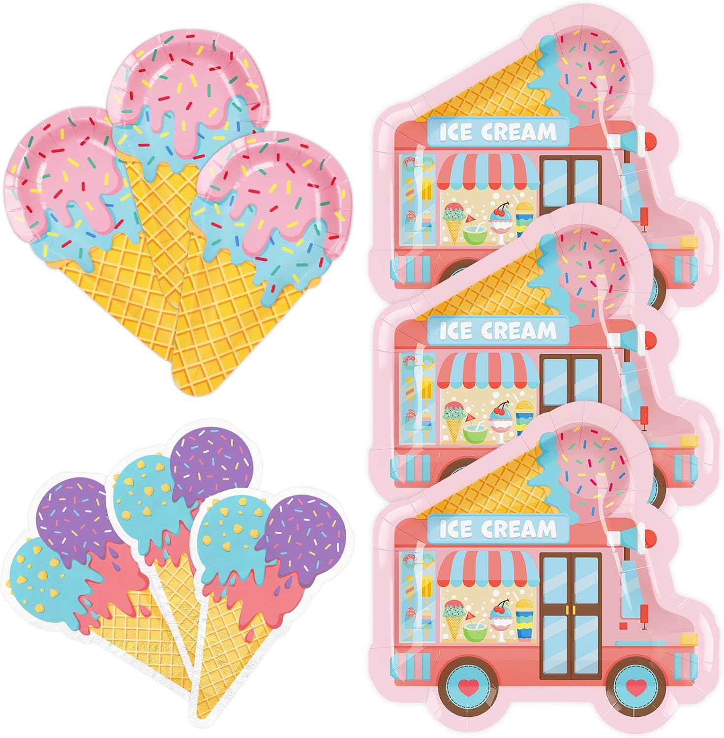 Amazon.com: Ice Cream Party Supplies Kit for 20: Ultimate Bundle with ...
