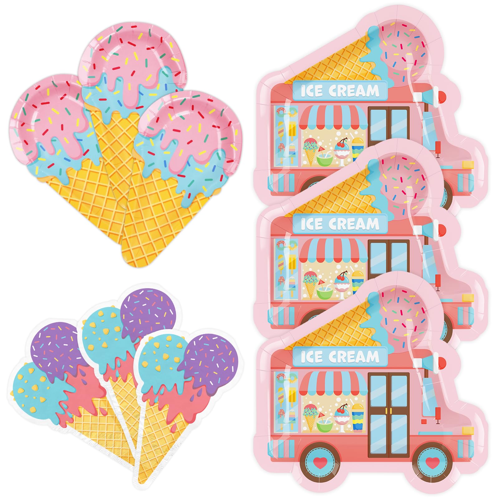 Amazon.com: Ice Cream Party Supplies Kit for 20: Ultimate Bundle with ...