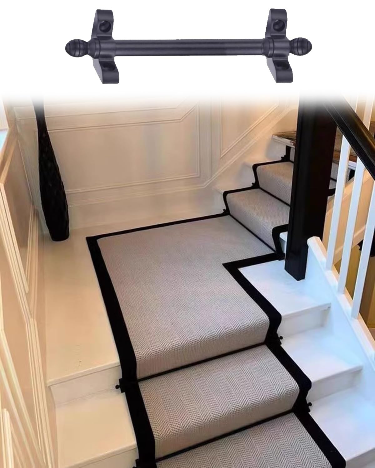 Amazon.com: ENHEN Stair Runner Rods Black Staircase Carpet Rods Set, 12 ...