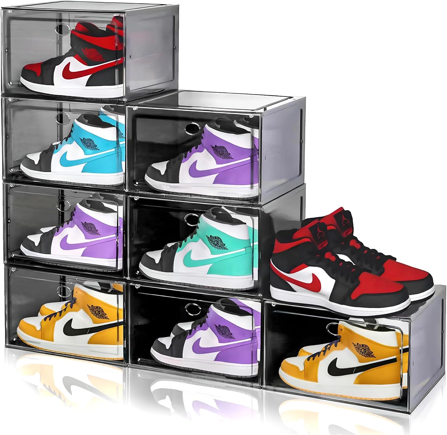 Amazon.com: Yukui LLc Large Shoe Boxes Clear Plastic Stackable, 8 Pack ...