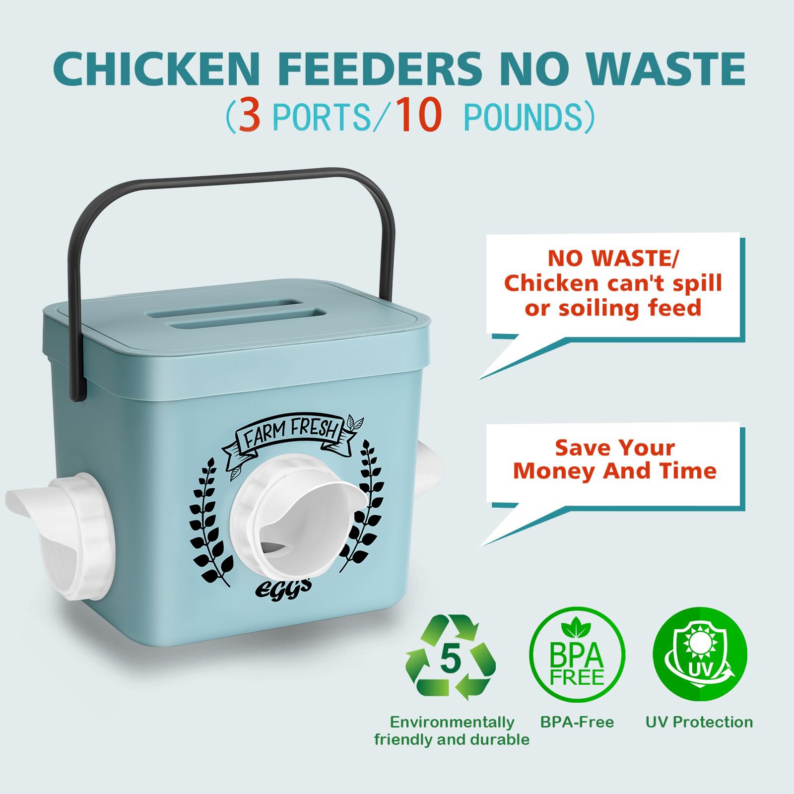 Snapklik.com : Tgeyd Chicken Feeder, 10 LB Chicken Coop Accessories ...