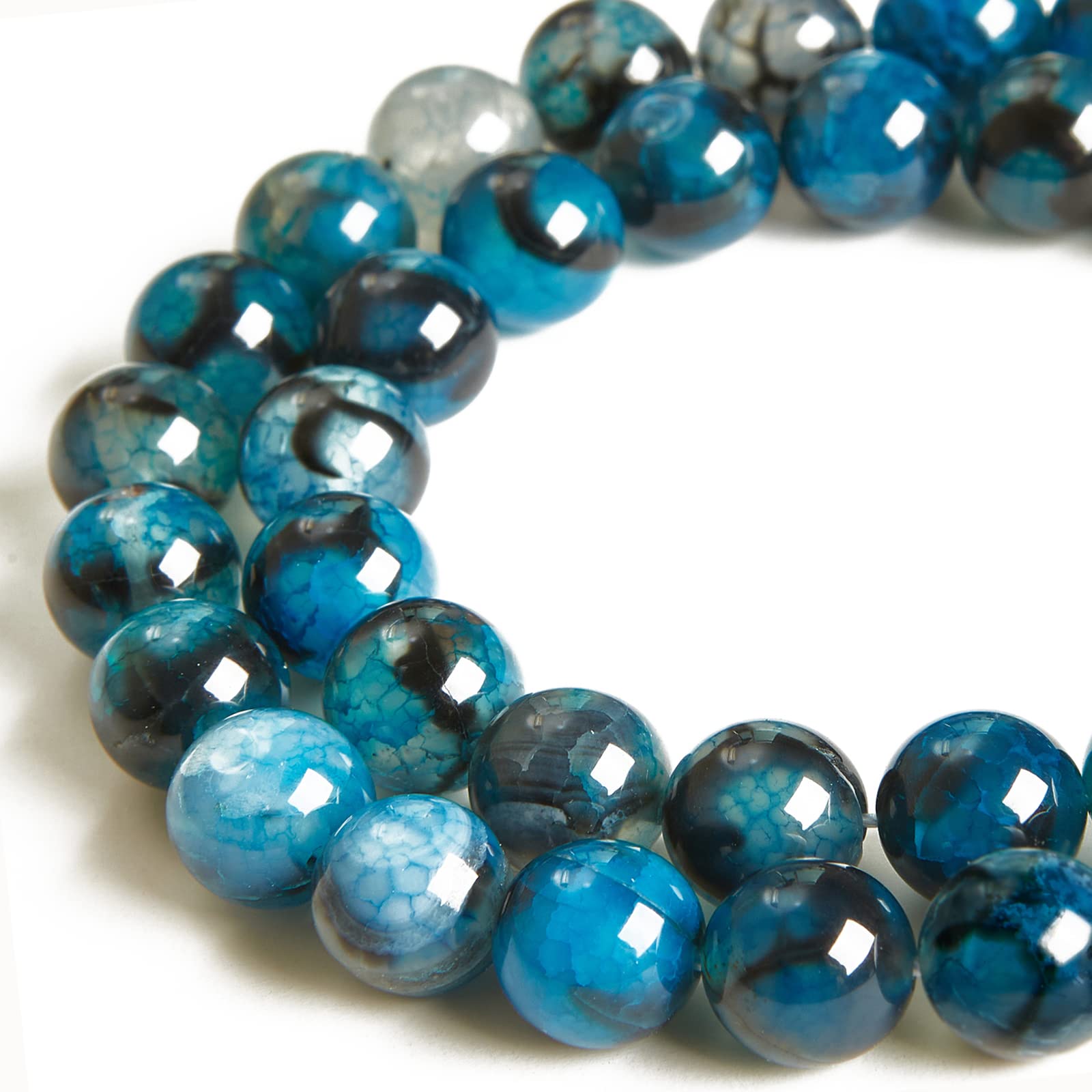 Amazon.com: 100pcs 6mm Blue Dragon Vein Agate Beads Natural Gemstone ...