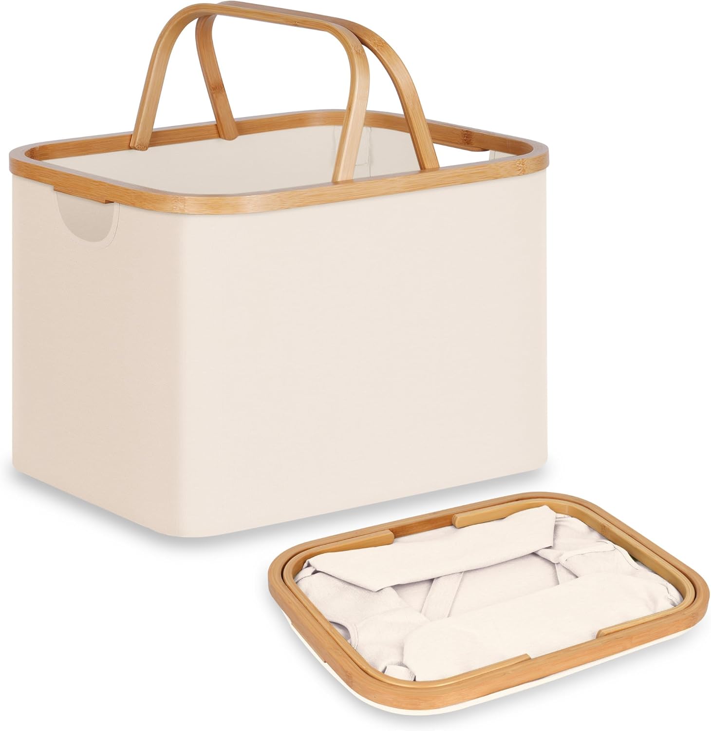 efluky Laundry Basket with Handles, 43L Foldable Laundry Baskets ...