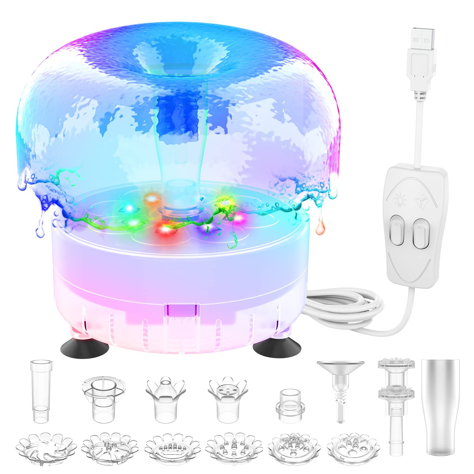 AISITIN LED Water Fountain Pump, 2.5W USB Floating Water Fountain with ...