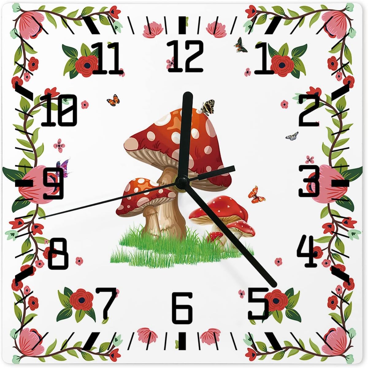 Amazon.com: Mushroom Square Wall Clock - 10 Inch Kitchen Clocks Wall ...