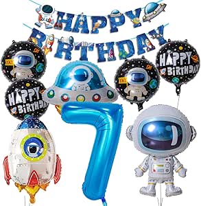 Amazon.com: Borsgye Solar System Planet Astronaut Balloons Rocket Foil ...