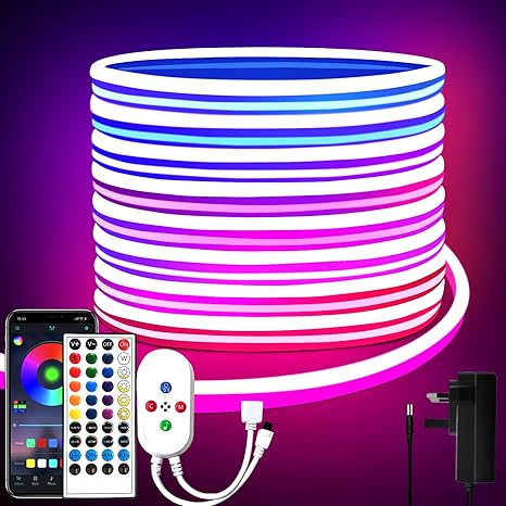 segrass LED neon Lights Strip 10M with Remote,APP Control,24v RGB LED ...