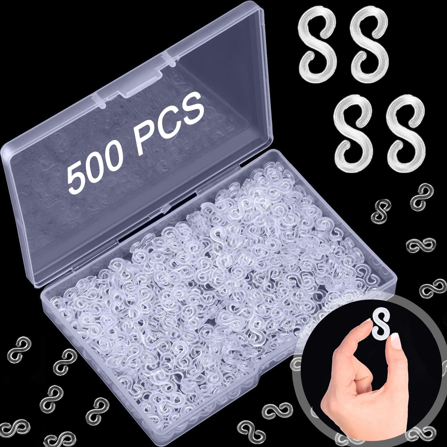 500Pcs Clear Loom Bands S Clasps, Loom Band Hooks S Clip Rubber Band ...