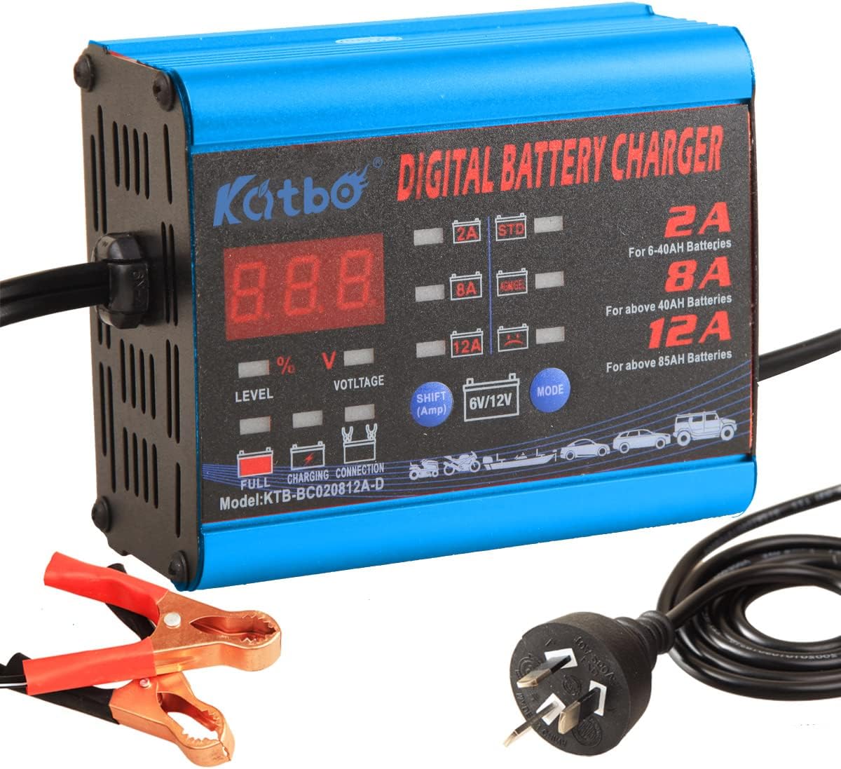 YDBAO Car Battery Charger 10A 12V 24V Battery Charger Car Fully ...