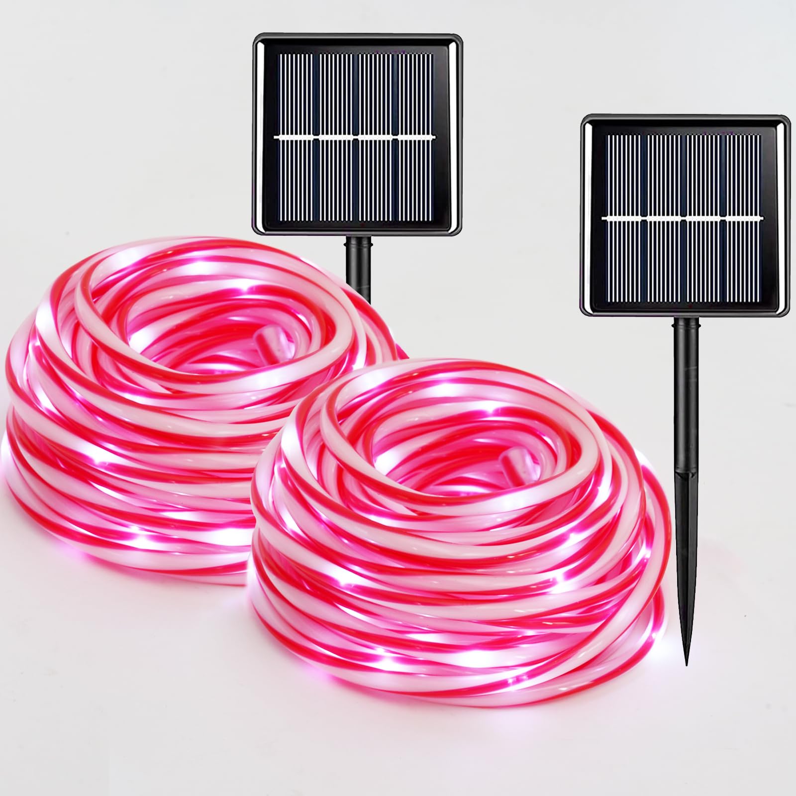 QITONG Christmas Candy Cane Rope Lights, 2 Pack Each 33ft 100 LED Red ...