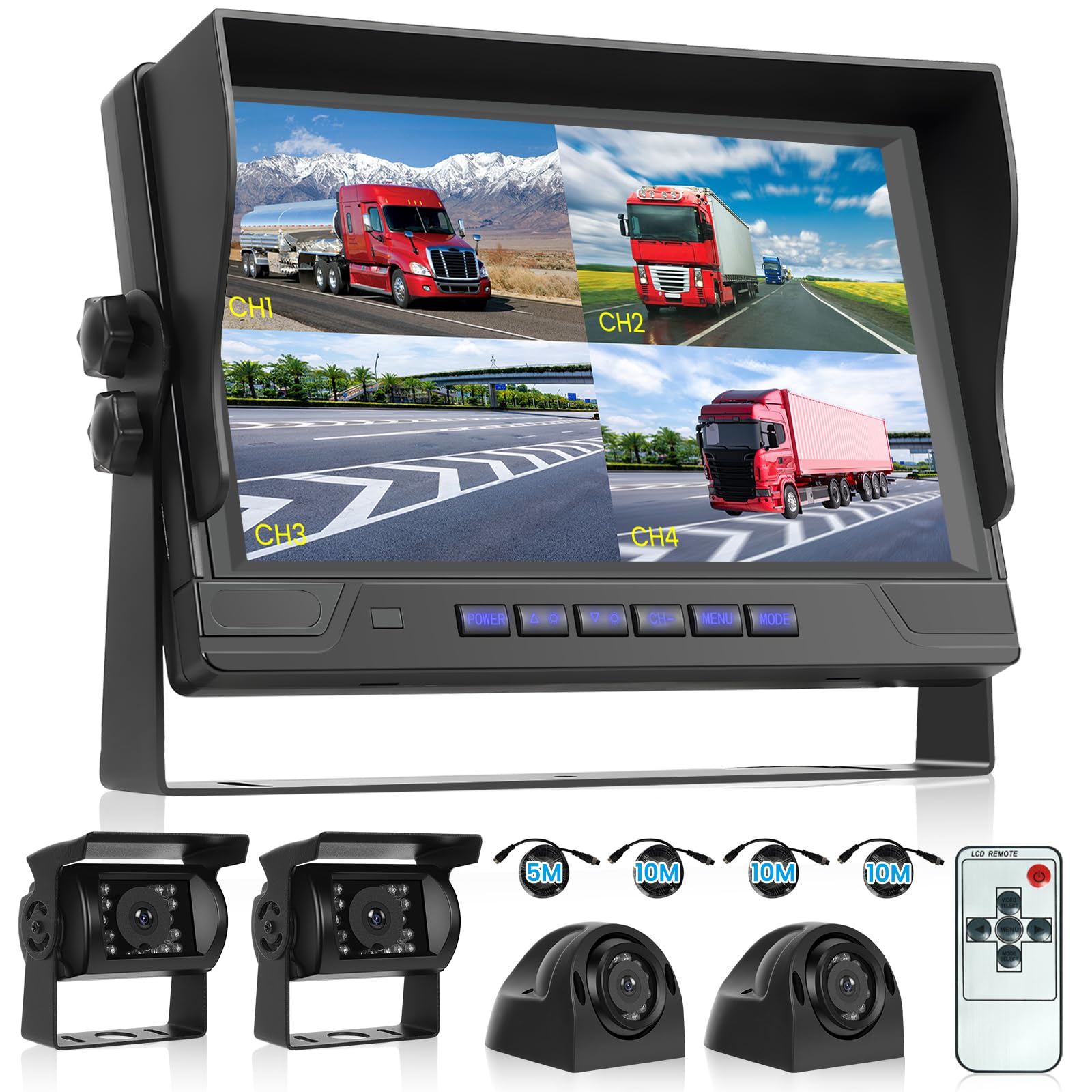 Snapklik.com : RV Backup Camera System 1080P, 9 Inch 4 Split Screen ...