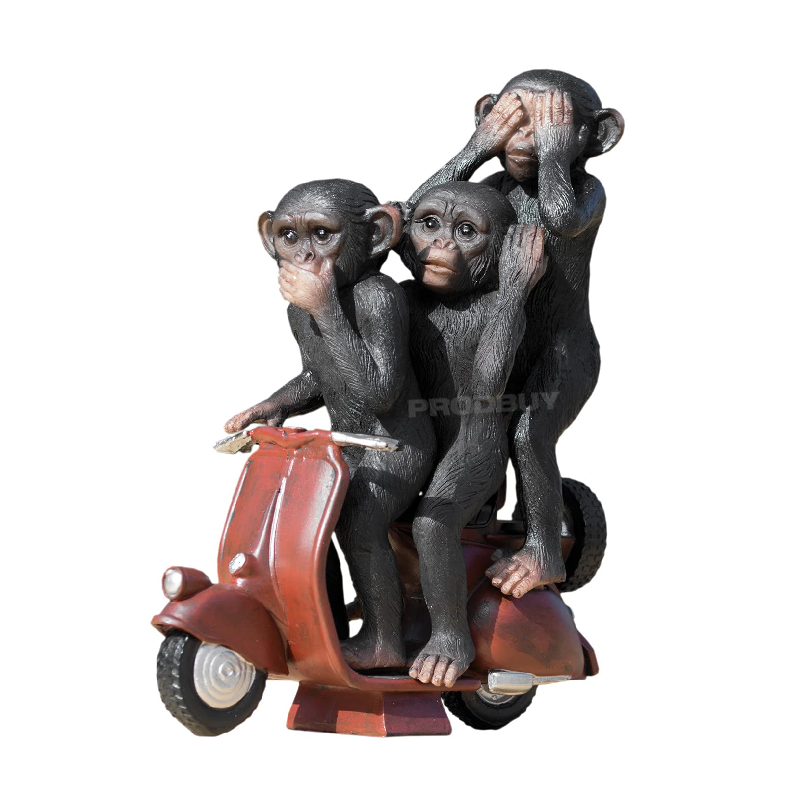3 Wise Monkeys on a Motor Bike / Scooter Figurine Ornament Statue ...