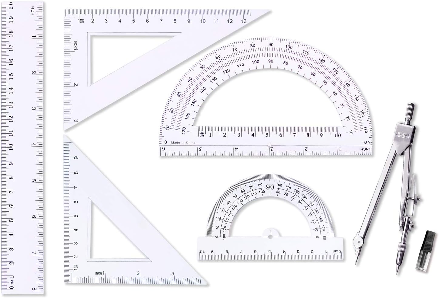 Amazon.com : eBoot 4 Pieces Math Geometry Tool Plastic Clear Ruler Sets ...