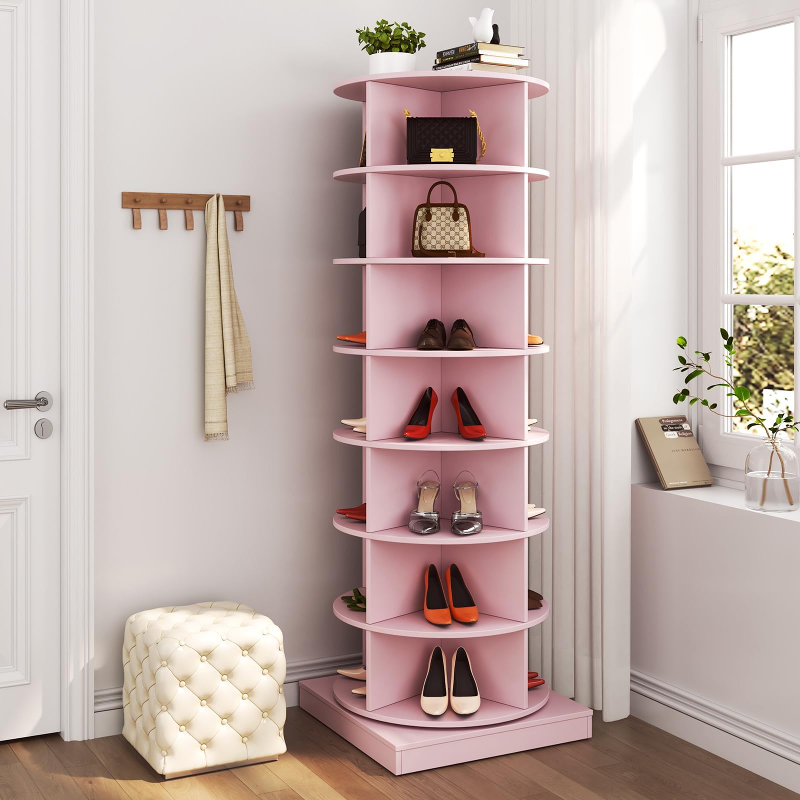 Amazon.com: Maotifeys Rotating Shoe Rack Tower, 6-Tier Spinning Shoe ...
