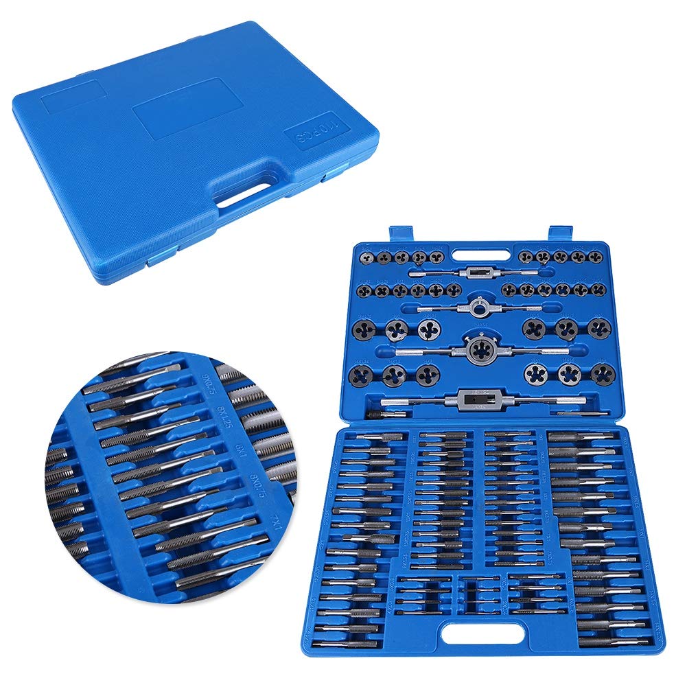 110PCS Master Tap and Die Set M2â€‘M18 Screw Nut Thread Taps Dies with ...