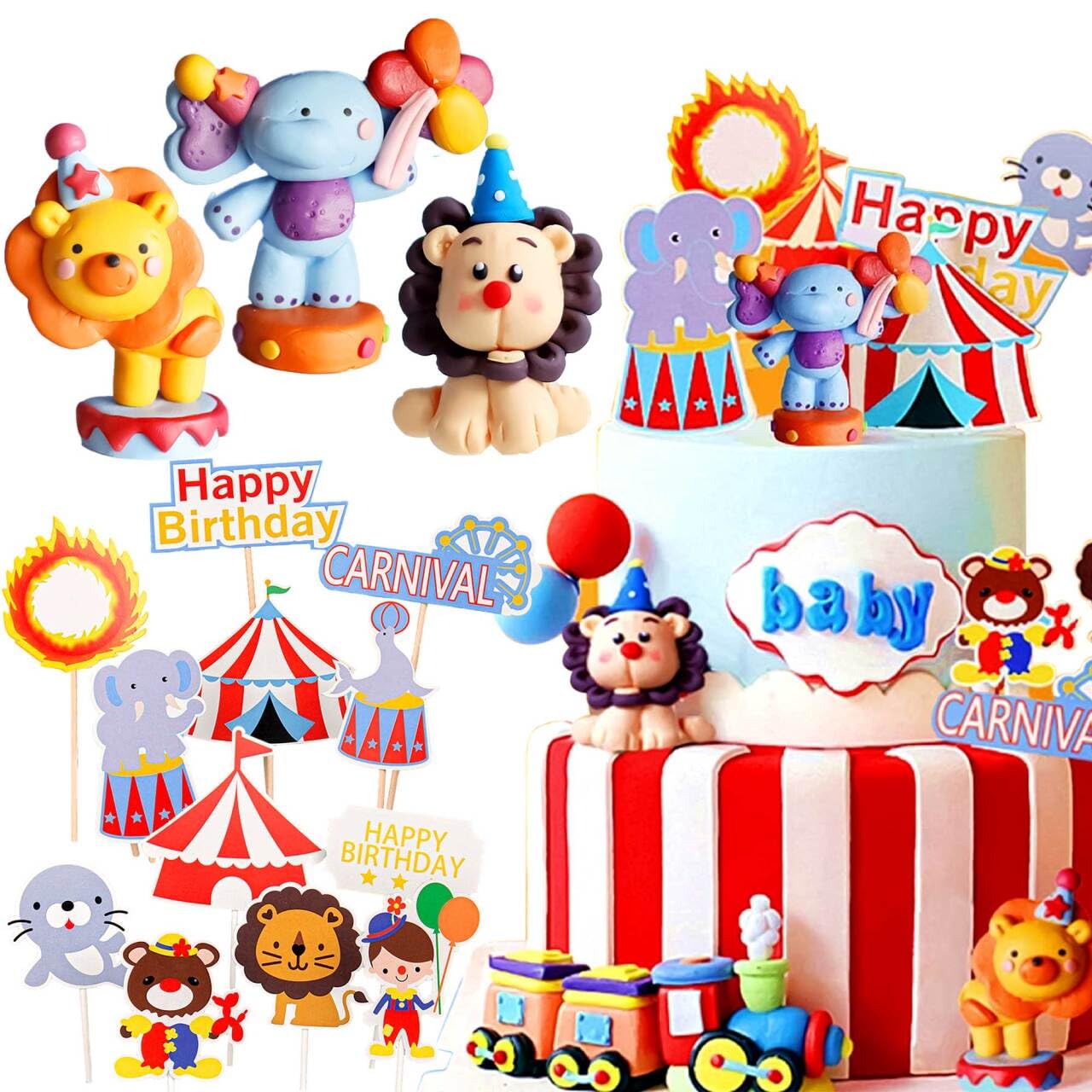 Snapklik.com : Circus Cake Decoration Circus Cake Topper Carnival ...