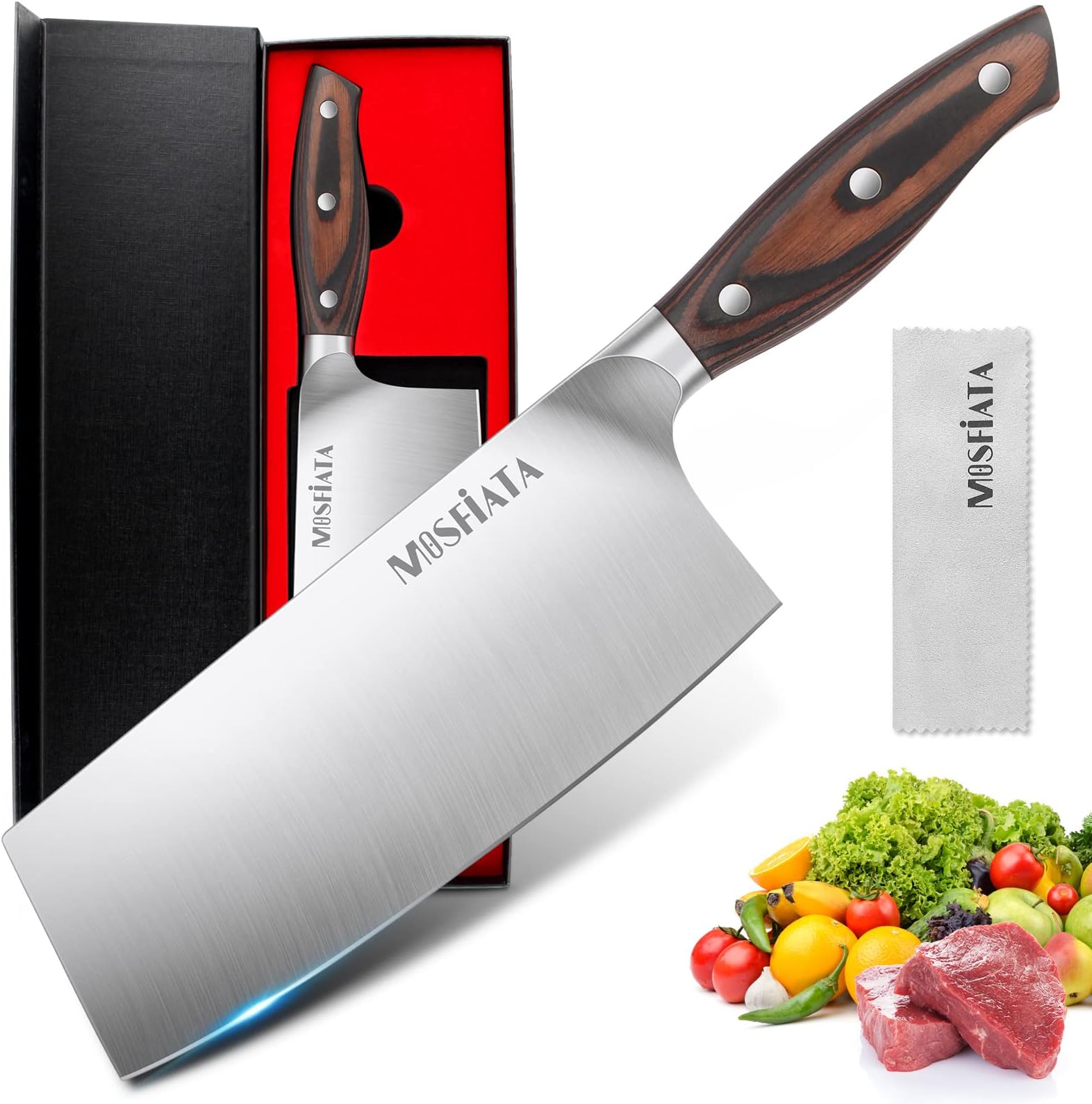 Ken Hom Stainless Steel Cleaver Knife with Wooden Handle, 18 cm/7in ...