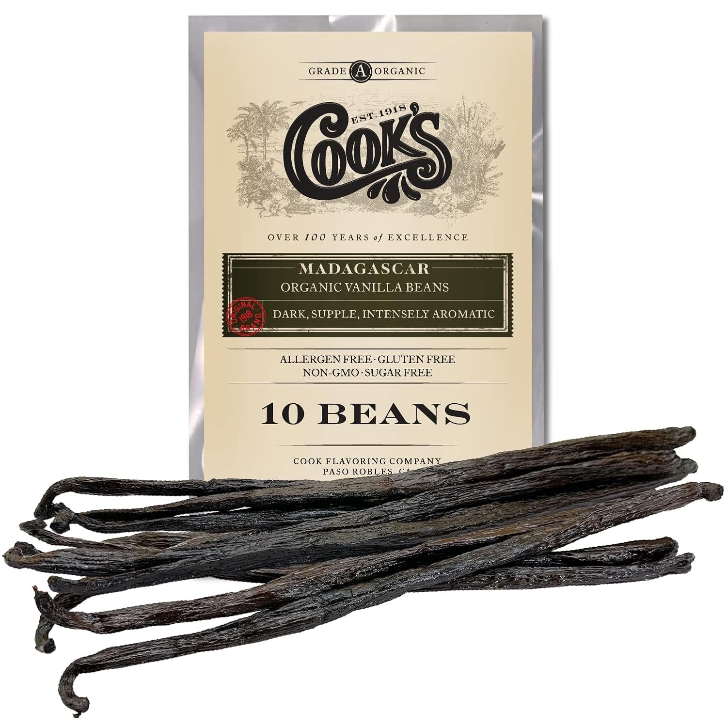 Amazon.com : 10 Organic Madagascar Whole Vanilla Beans, Grade A Pods, Premium Vanilla Beans for ...