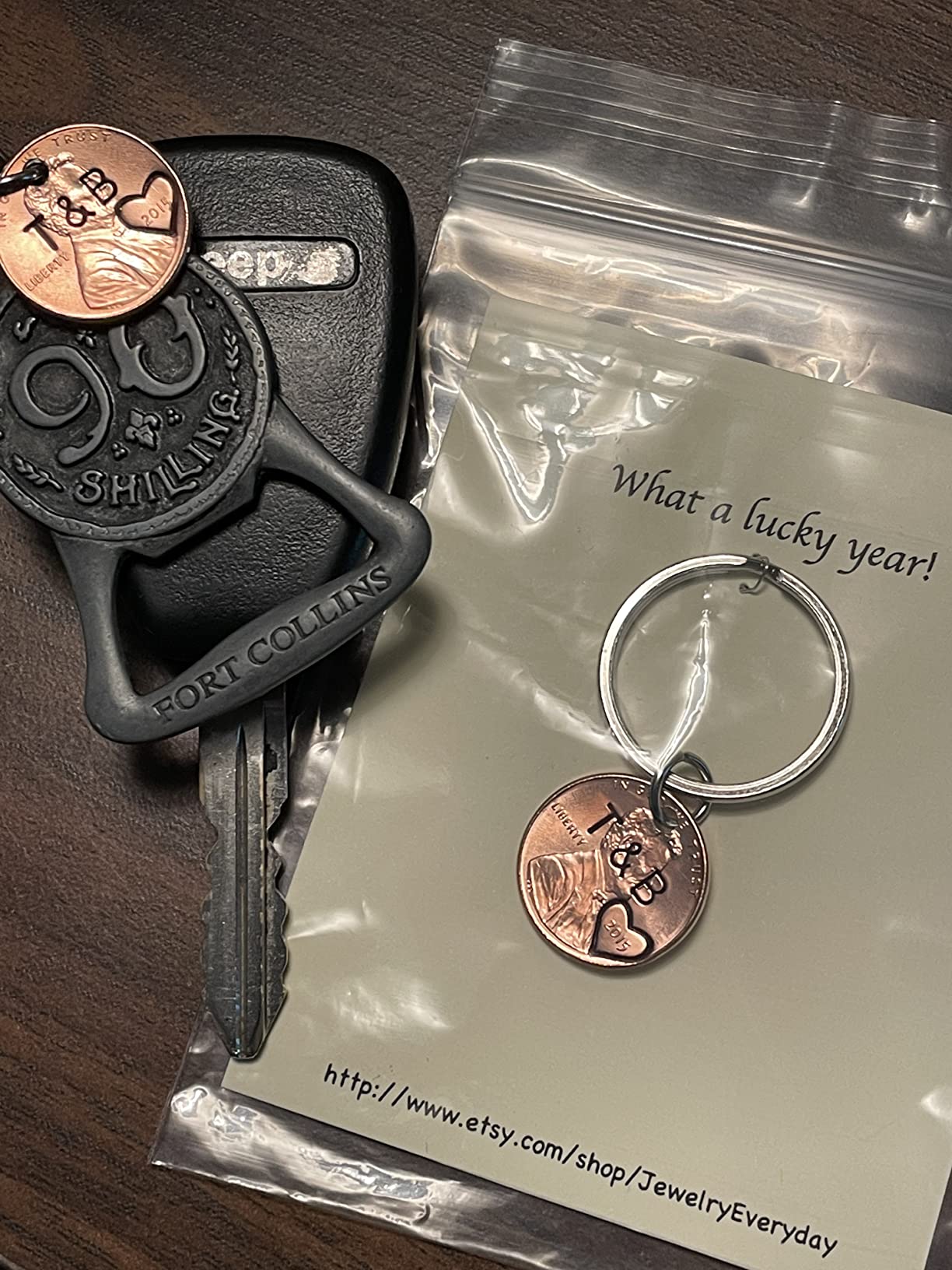 Amazon.com: Custom Hand Stamped 2 Personalized Penny Keychains ...
