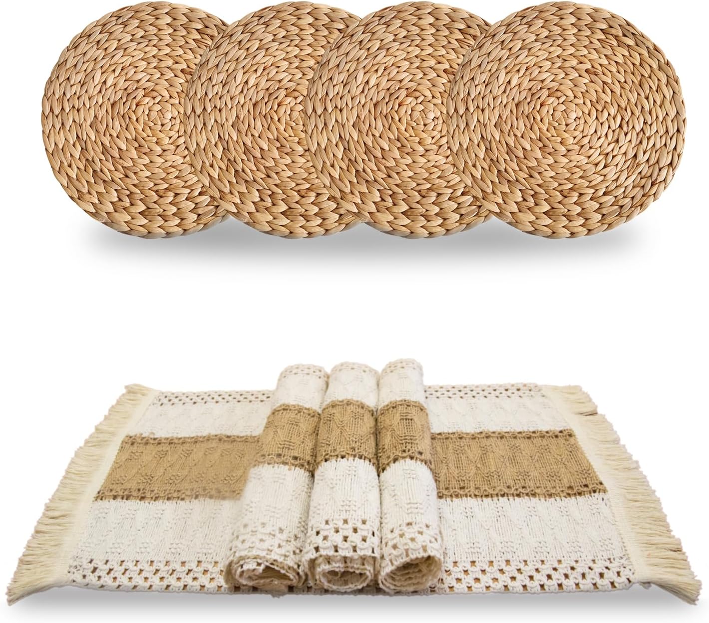 Amazon.com: Meituseo Boho Farmhouse Placemats Set of 4, Natural Cotton ...