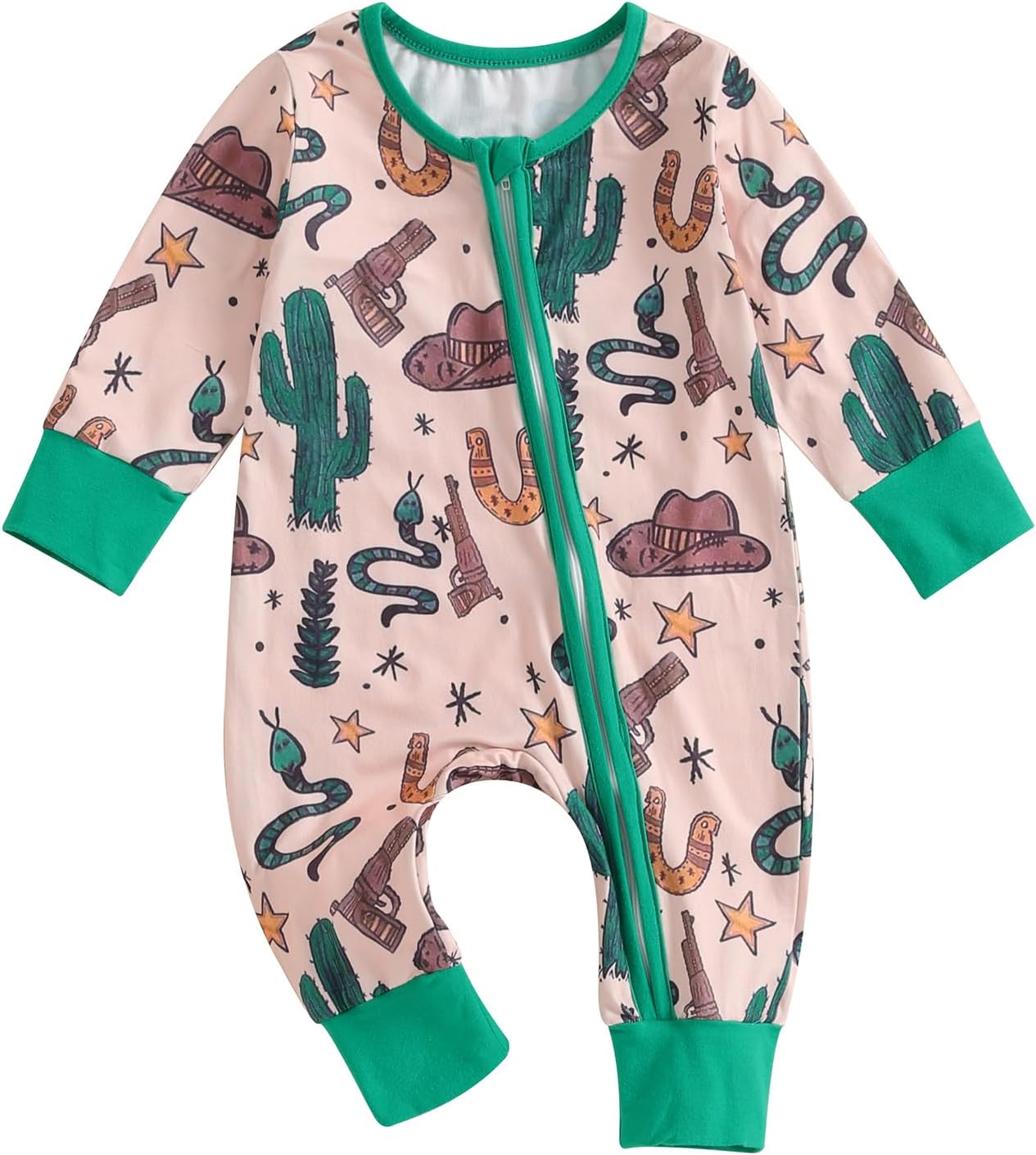 Amazon.com: SAYOO Western Baby Cowboy Clothes Neutral Zipped Fall Romper Outfit for Boy Girl ...