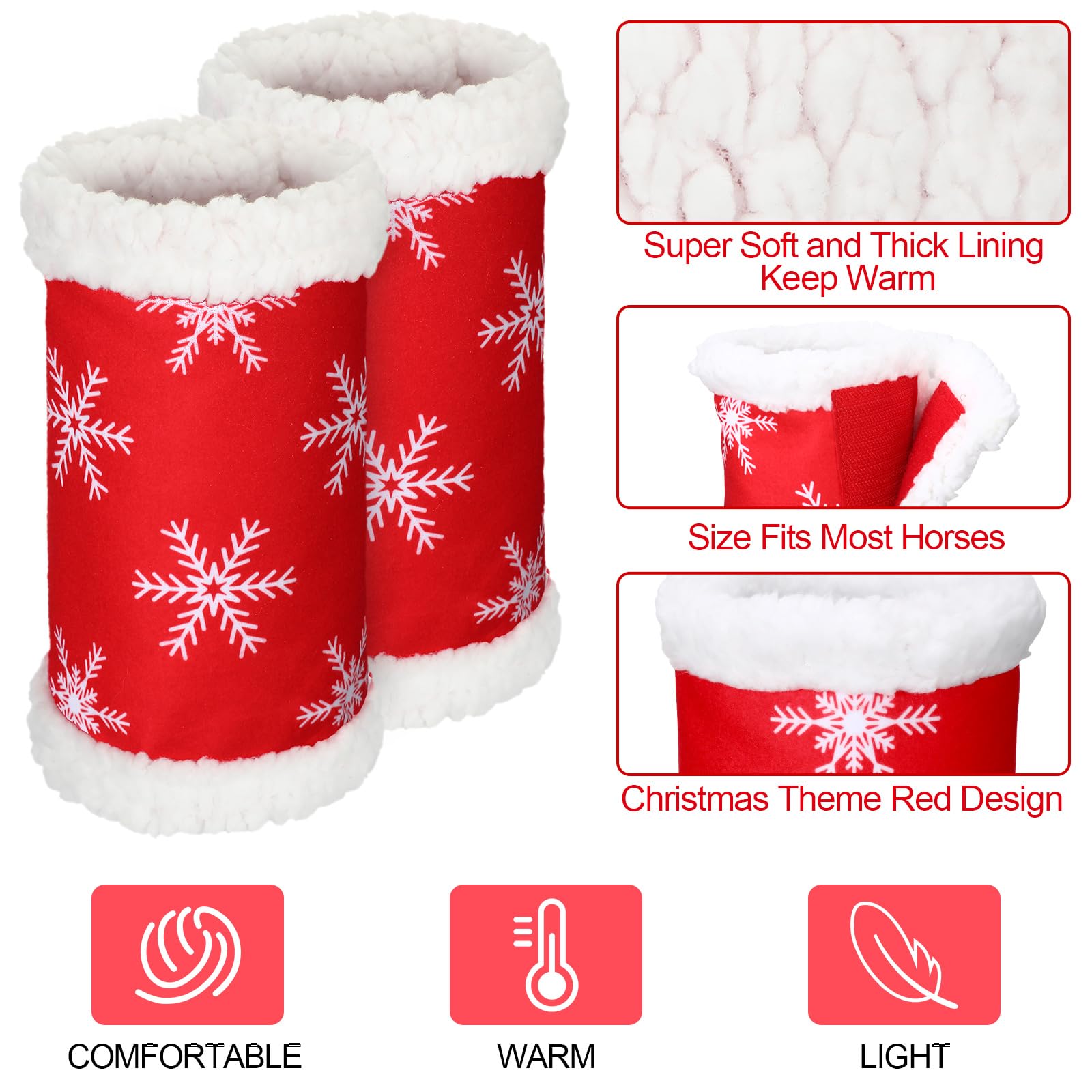 Snapklik.com : Horse Christmas Tack Horse Leg Wraps Faux Fur Polyester ...