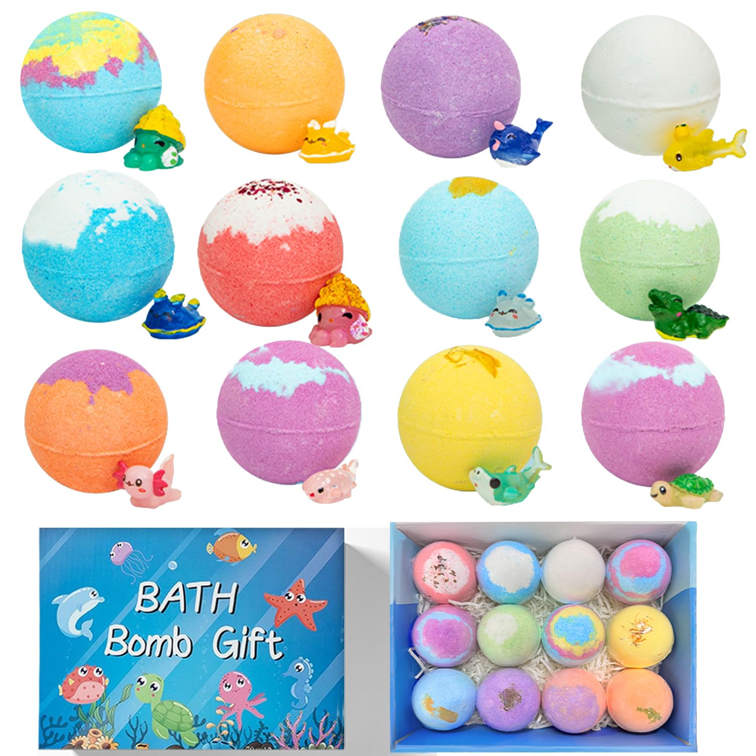 Bath Bombs for Kids with Surprise Toys Inside, 12 Pack Kids Bath Bombs ...