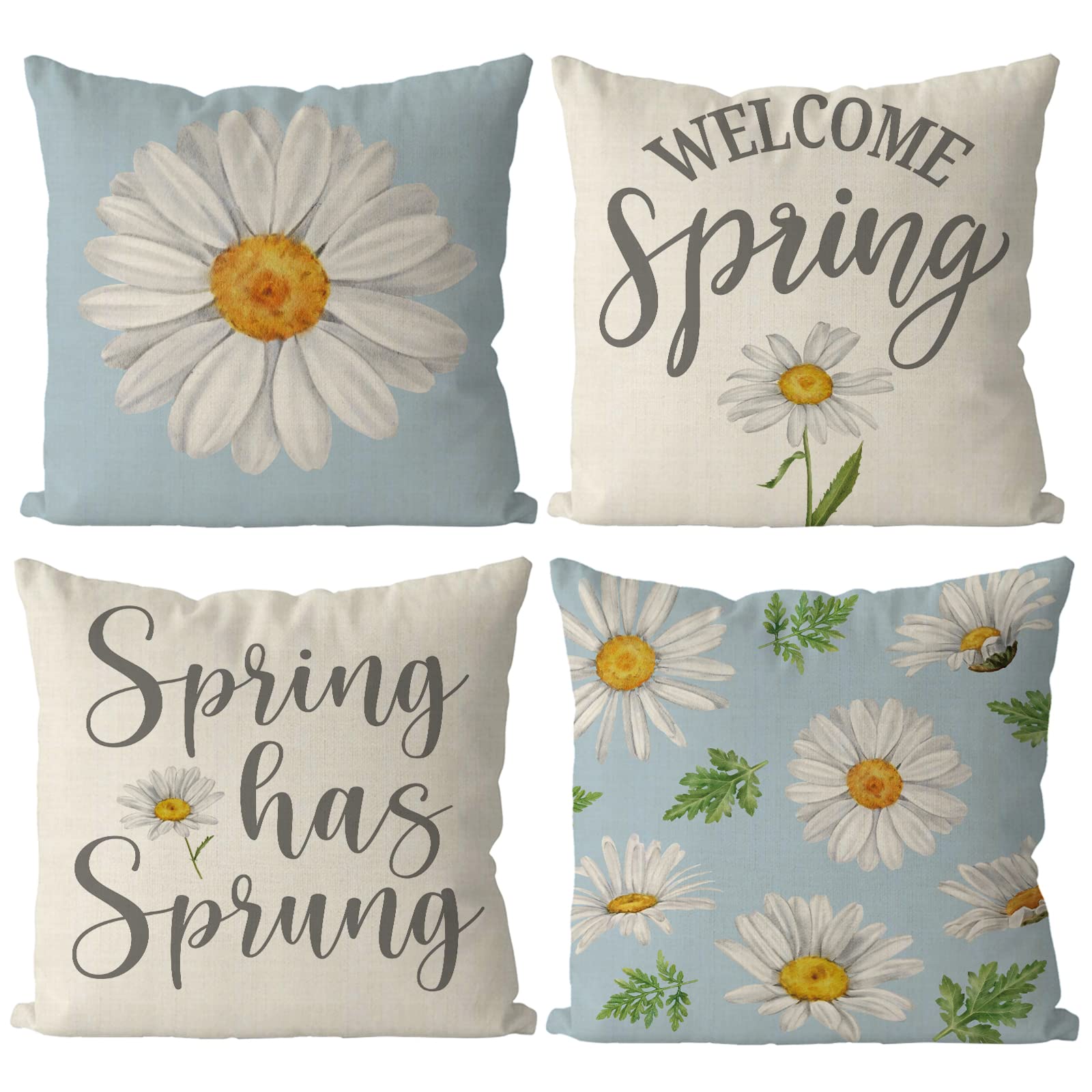 Amazon.com: GAGEC Spring Pillow Covers 18x18 Inch Set of 4 Spring Has ...