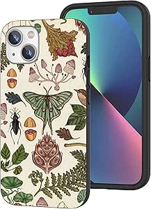Amazon.com: ZHEPAITAO Compatible with iPhone 13 Case, Mushroom Moth Herb Aesthetic Vintage ...