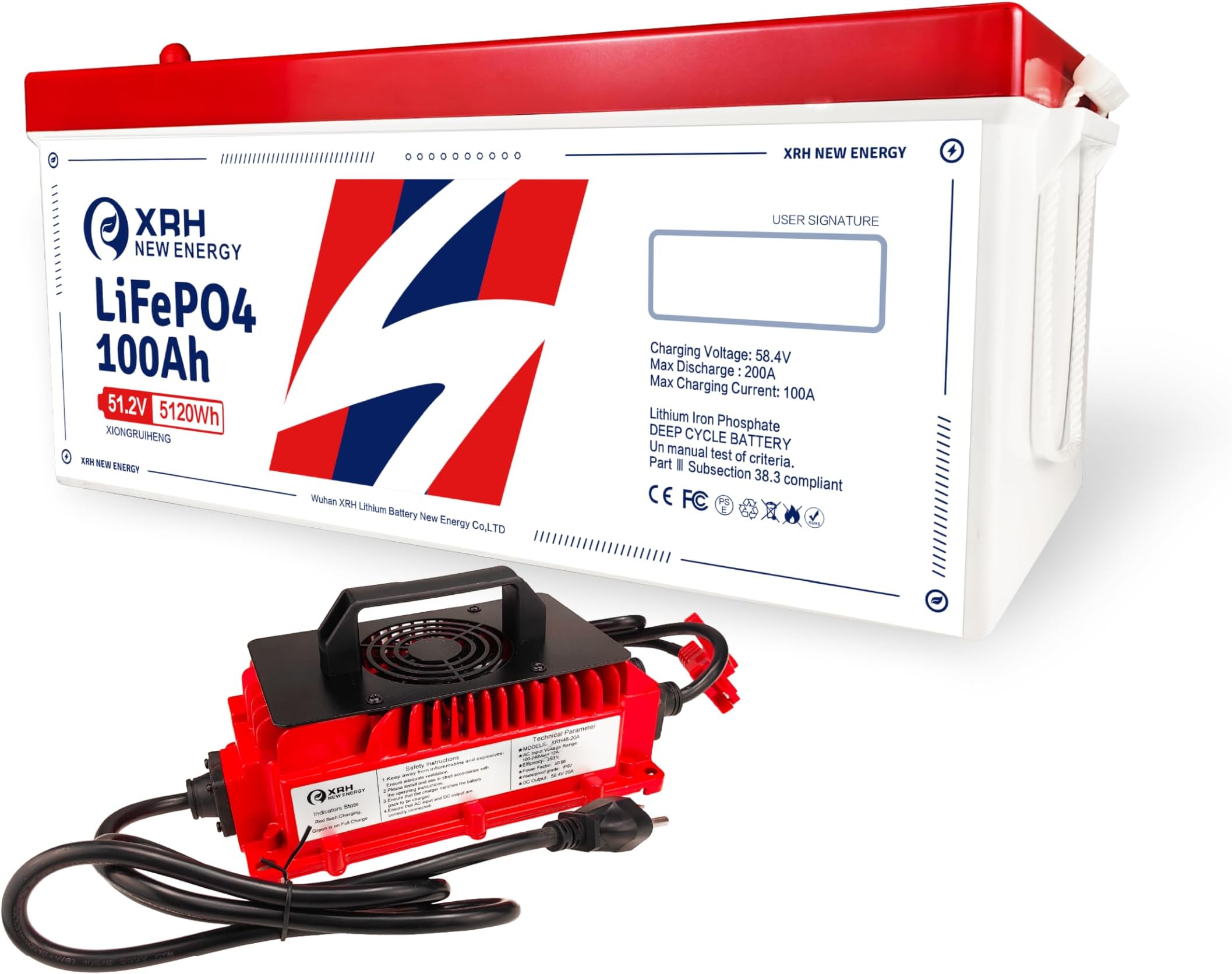 Amazon.com: XRH 48V 100AH LiFePO4 Lithium Battery | Includes 48V 20A ...