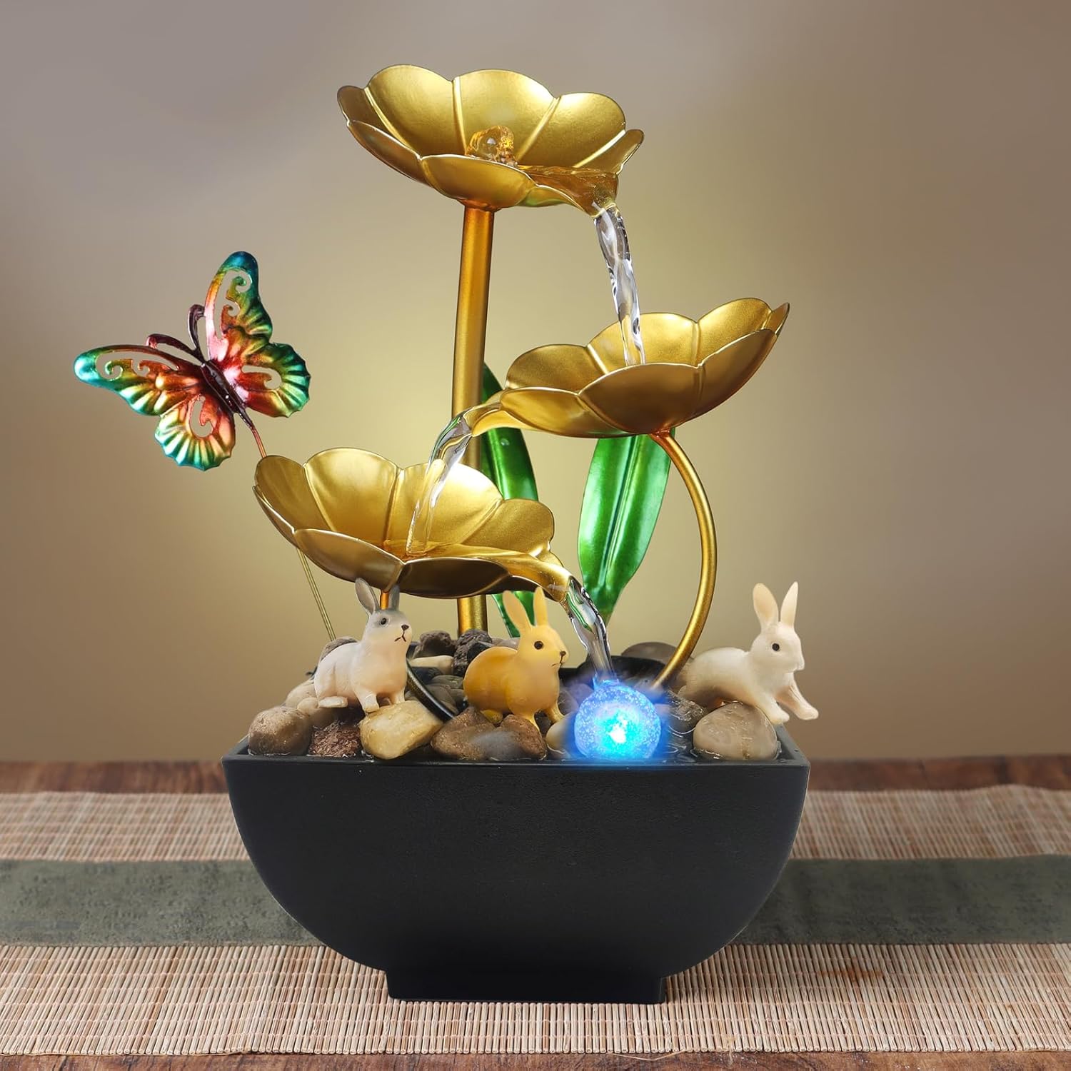 Amazon.com: ICEKATI Wrought Iron Tabletop Water Fountain, 3 Tier Lotus ...