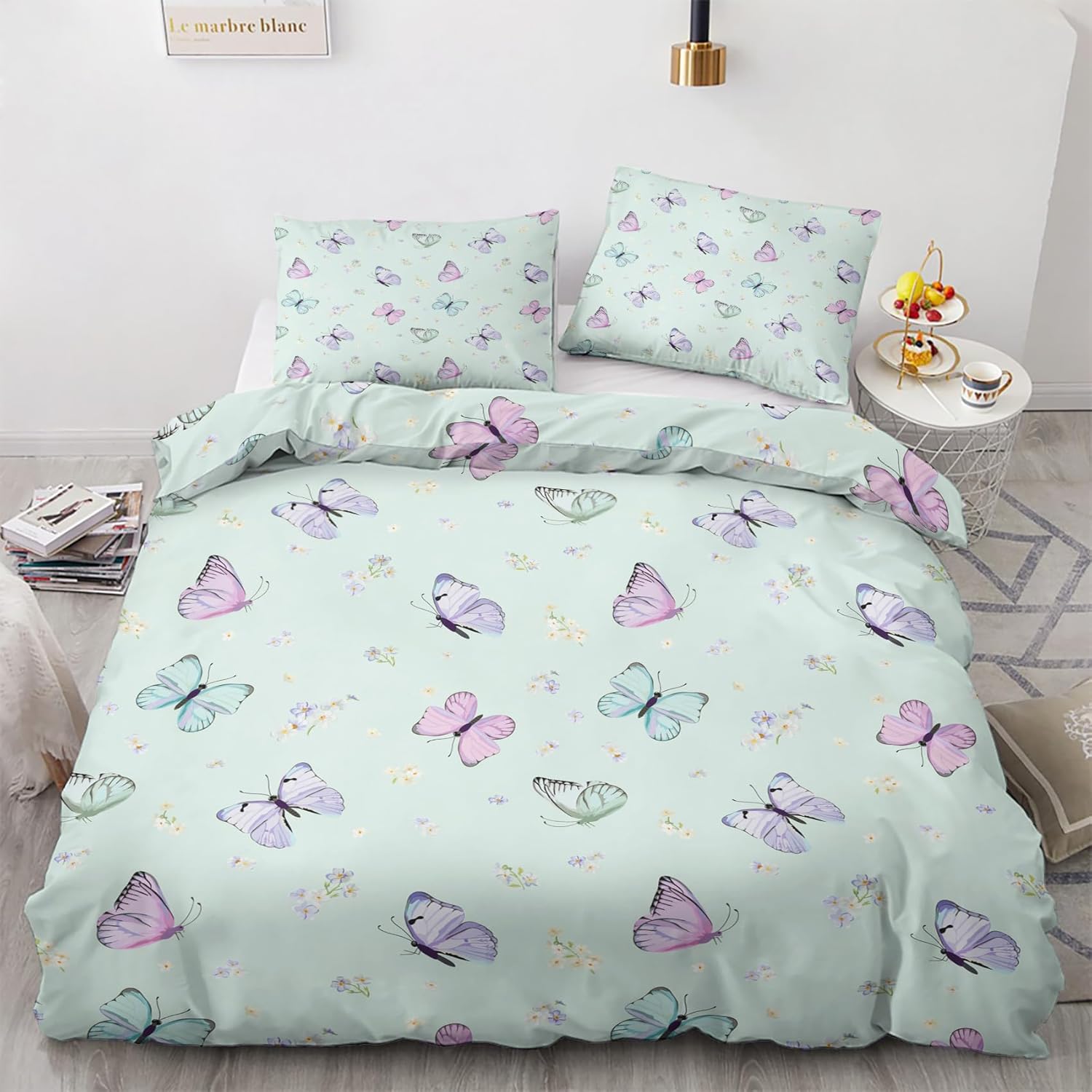 Girls Single Duvet Cover Set - Butterfly Colorful Bedding Set ...